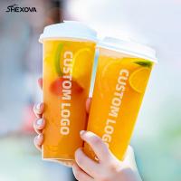 China 360ml 500ml 600ml 700ml Custom Logo PP Plastic Cups Clear and Frosted for Cold Juice Soda Bubble Tea for sale