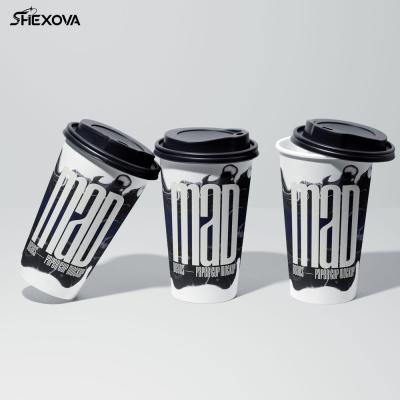 China Customized Printed Double Layer Paper Cups for Hot Drink Juice Milk Tea Takeaway for sale