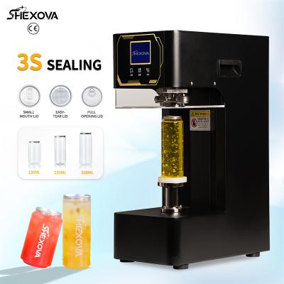 China CE Certification Counting Can Sealing Machine 55mm Packing For Tin Plastic Can Milk Tea Shop for sale
