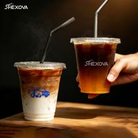 China 12oz 16oz Single Wall Clear Pet Cup Custom U/Flat shape Plastic Cups With Logo for sale
