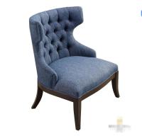 China ODM Wooden Navy Blue Fabric Upholstery Chair Solid Wood Legs ISO18001 Approved for sale
