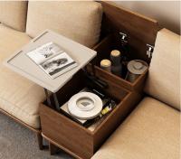 China ISO9001 Villa Furniture Walnut Color With Fabric Upholstery L Shape Sofa for sale