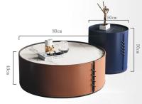China Round Hotel Coffee Tables Italian Style  Light Luxurious PU Finish Tea Table for sale
