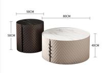 China Round Hotel Coffee Tables Italian Style  Light Luxurious PU Finish Tea Table for sale