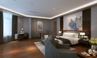 China Customized Hotel Bedroom Furniture Sets Walnut Veneer Bed E1 Plywood for sale