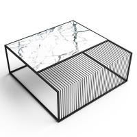 China 1000*1000*500mm Rectangular Hotel Coffee Tables Black Metal Base for sale