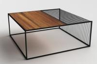 China 1000*1000*500mm Rectangular Hotel Coffee Tables Black Metal Base for sale