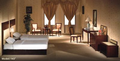 China ISO14001 Certified Hotel Bedroom Furniture Sets Solid Wood Hotel Furniture Walnut Color for sale