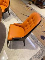 China Gelaimei Gray Wooden Hotel Chairs Button Back Chair Customized for sale