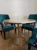 China SS Base Diamater 100cm Marble Top Round Dining Table With 4 Chairs for sale