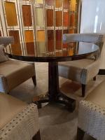 China Height 75cm Round Glass Table Top Dining Table And Chair Sets ISO14001 Certified for sale