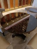 China Height 75cm Round Glass Table Top Dining Table And Chair Sets ISO14001 Certified for sale