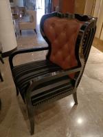 China Gelaimei Leather Upholstery Glass Dining Table And Chairs Diameter 1 Meter for sale