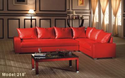 China High Density Sponge Red Color Hotel Room Sofa L Shaped 2.5m Length for sale