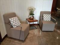 China 304 Hotel Lobby Furniture SS Frame Sofa 700mm With Tea Table for sale