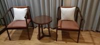 China Walnut Color Wooden Hotel Chairs Solid Wood Frame With ISO14001 for sale