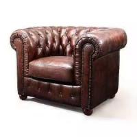 China 210cm Luxury Design Brown Leather Button Couch OEM Welcome for sale