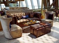 China 3 Seats Button Tufted Leather Sofa for sale