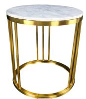 China Gelaimei Luxury Hotel Coffee Tables White Marble Coffee Table 600mm Dia for sale