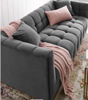 China Ergonomic Design Customized Grey Velvet Lounge Sofa For Living Room for sale