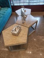 China Pentagonal Hotel Coffee Tables Metal Base Marble Top 550mm for sale