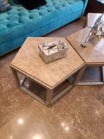 China Pentagonal Hotel Coffee Tables Metal Base Marble Top 550mm for sale
