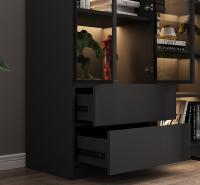 China H200cm W240cm Hotel Room Cabinet 5 Shelf Book Case With Glass Door for sale