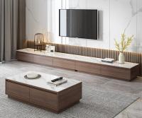 China Gelaimei White Granite Top Walnut Laminate Short TV Stand With Drawers for sale