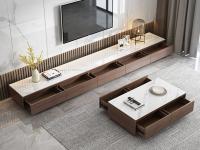 China Gelaimei Walnut Laminate TV Cabinet Granite Top ISO 18001 ISO 14001 Approved for sale