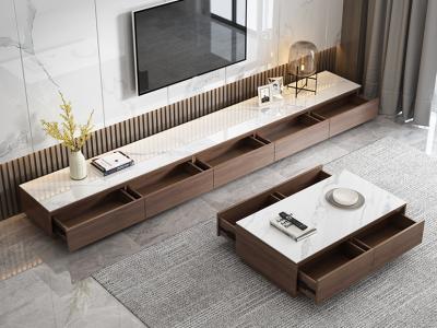 China Gelaimei Walnut Laminate TV Cabinet Granite Top ISO 18001 ISO 14001 Approved for sale