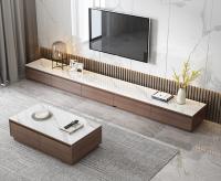 China Gelaimei White Granite Top Walnut Laminate Short TV Stand With Drawers for sale