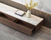 China Gelaimei White Granite Top Walnut Laminate Short TV Stand With Drawers for sale