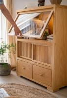 China 980mm High Hotel Wooden Storage Lockers Nordic Vintage Ash Wood With Glass Door for sale
