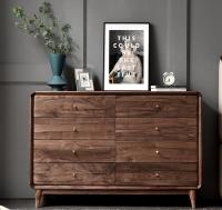 China Natural Walnut Solid Wood Entryway Cabinet Wax Polish Minimalist Style for sale