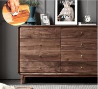 China Natural Walnut Solid Wood Entryway Cabinet Wax Polish Minimalist Style for sale