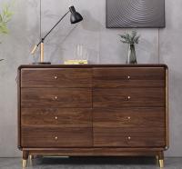 China Natural Walnut Solid Wood Entryway Cabinet Wax Polish Minimalist Style for sale