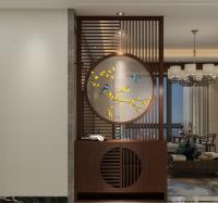 China W1200mm H2400mm Dark Brown Console Cabinet New Chinese Style With Screen for sale