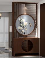 China W1200mm H2400mm Dark Brown Console Cabinet New Chinese Style With Screen for sale