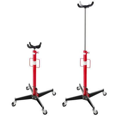 China CE 500kg Hydraulic Transmission Stand with 4 Metal Swivel Wheels 1100-1900mm Lift for sale