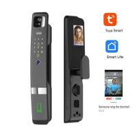 China Aluminum Alloy Smart Door Lock Unlock with Tuya Face Password Fingerprint Card and Key for sale