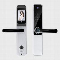 China Aluminum Tuya Smart Fingerprint Lock Black Hotel Room Electronic Door Locks for sale