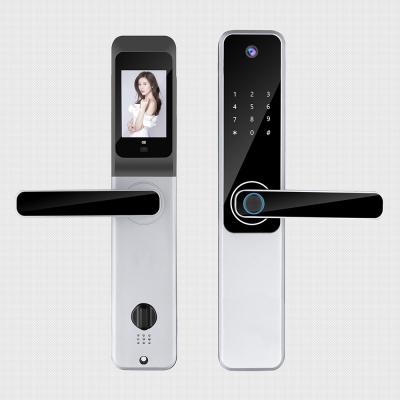 China Aluminum Tuya Smart Fingerprint Lock Black Hotel Room Electronic Door Locks for sale