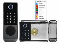 China 8 Languages Stainless Rim Lock Smart Door Lock Double Side Optional for sale