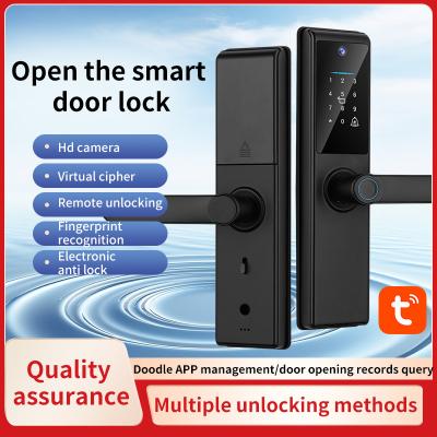 China S821Max Digital Door Lock with Tuya Wifi Fingerprint Code Card Key Camera for Hotel Home for sale