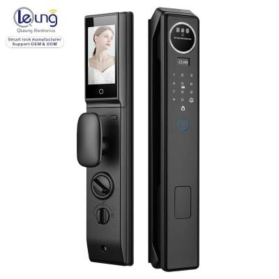 China Qleung S959MAX  Face Biometric Video Calling Fingerprint Recognition Key Card Tuya App Fully Automatic Smart Door Lock for sale