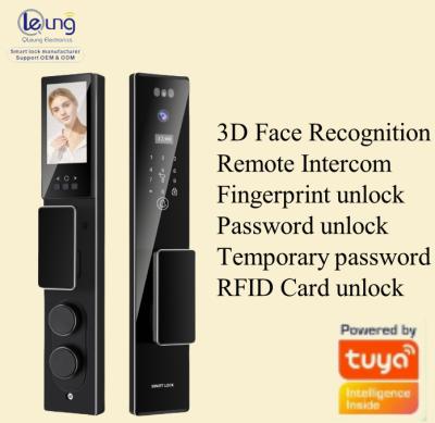 China Qleung S555Max Face ID Video Intercom Fingerprint Recognition Card Key Code Tuya App Remote Control Smart Door Lock for sale