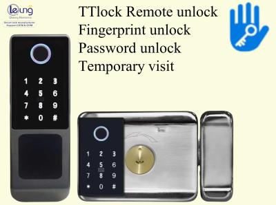 China Qleung S812-4 Digital Waterproof Fingerprint Password Card TTlock App Remote Unlock Smart Home Door Lock for sale