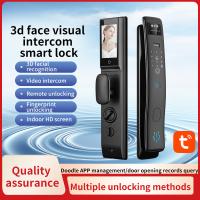 China Smart Home S958Max Fingerprint Card Code Key Video Intercom Face ID Recognition Tuya Door Lock for sale