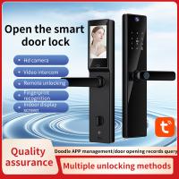 China Automatic Video Calling Tuya Wifi App Fingerprint Recognition Key Card Code S819-2MAX Smart Door Lock For Home Hotel Apartment for sale