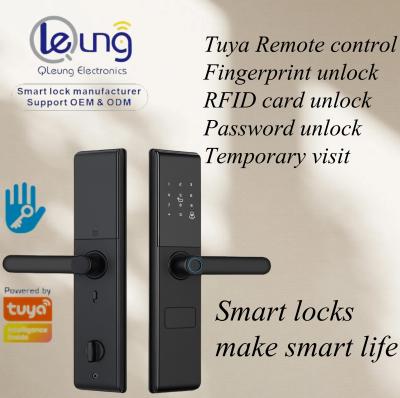 China Qleung S829 Tuya Wifi Remote Control Fingerprint Code Card Keyless Security Smart Home Door Lock For Home Hotel for sale